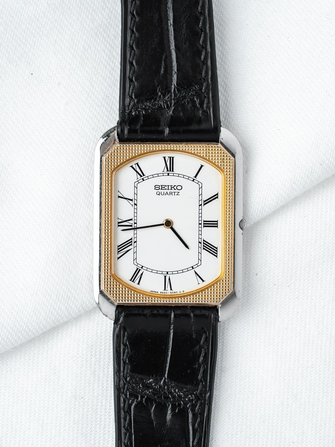 Vintage Seiko Quartz Gold-Plated Tonneau — Roman Clous de Paris (1982 ...