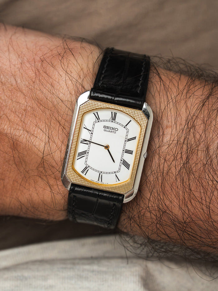 Vintage Seiko Quartz Gold-Plated Tonneau — Roman Clous de Paris (1982 ...